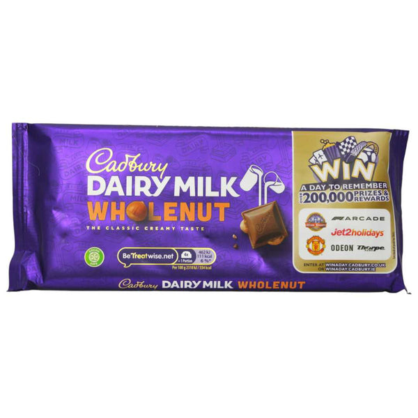 Cadbury Dairy Milk Whole Nut Chocolate Bar 180g – Lollypop Lane