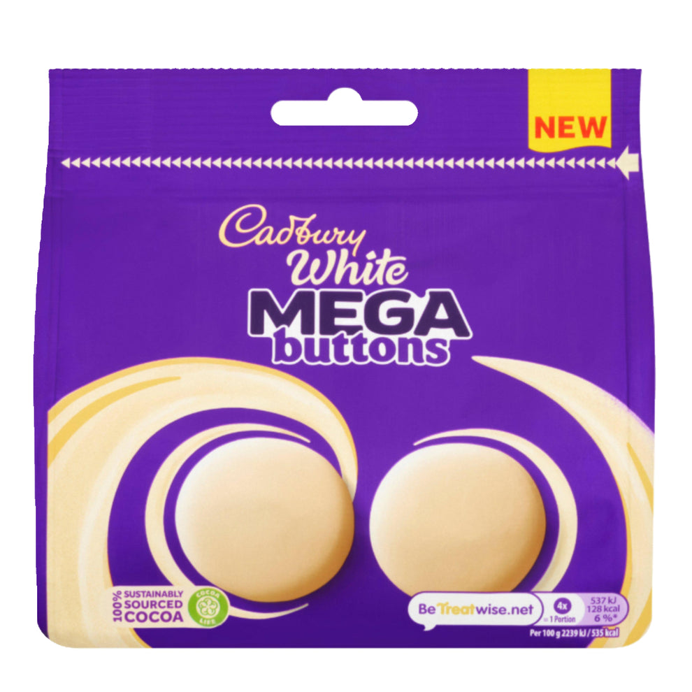Cadbury White Mega Buttons 192g – Lollypop Lane