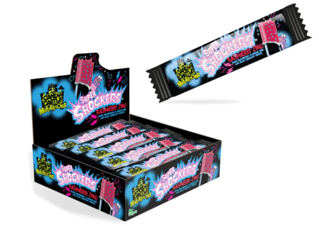 Raspberry Zing Shockers Chew Bar With Blue crunchy Pieces 22g ...